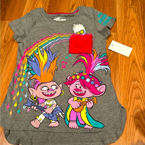 Dreamworks | Shirts & Tops | Dreamworks Trolls Poppy Girls Gray Tshirt ...